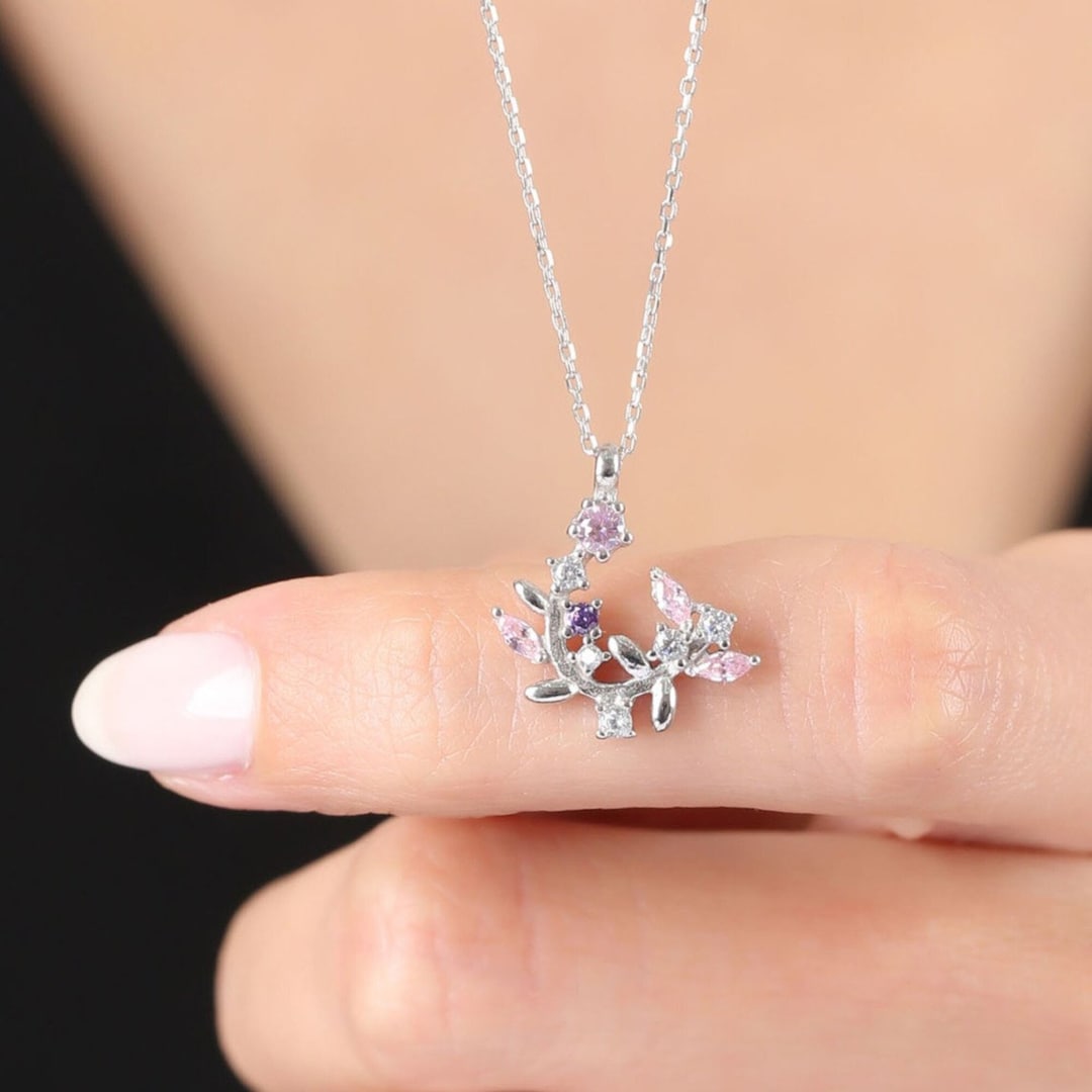 Leaf & Flower Necklaces for Women 925 Sterling Silver Necklace ...