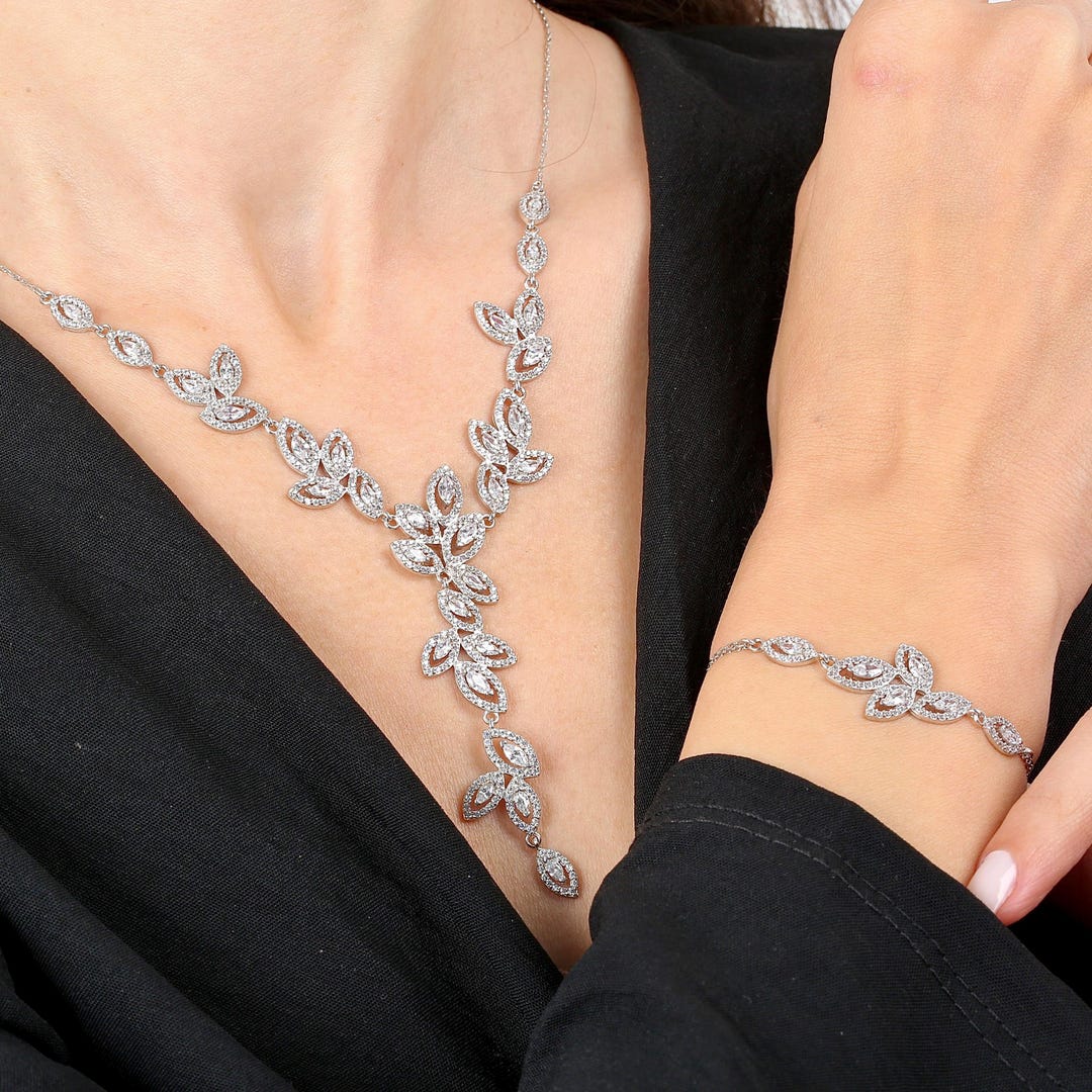 Jewelry Set Original 925 Sterling Silver Diamond Mount First Dance ...