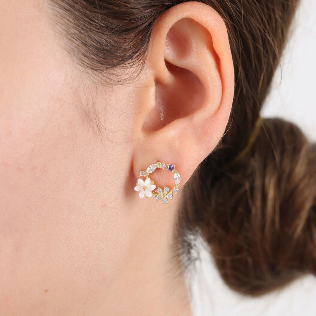 Spring Garden Magnolia Flower Gold Color Flowers 925 Sterling Silver ...