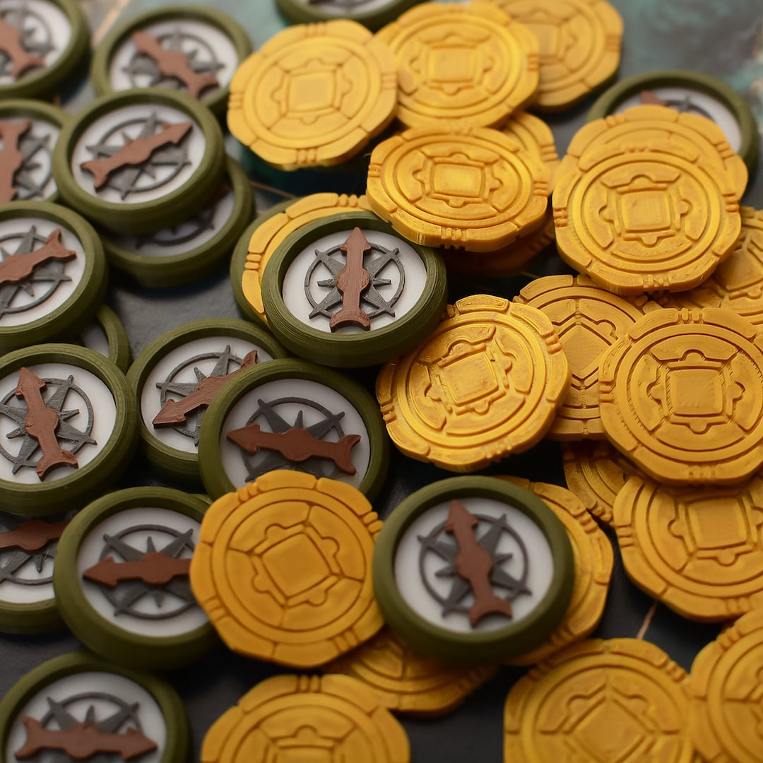 Lost Ruins of Arnak Compass and Coins Tokens - Etsy