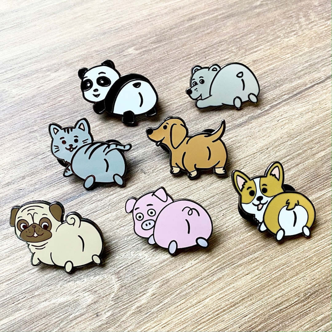 Grade B Animal Butt Hard Enamel Pin | Cute Animal Buttie | Lapel Pin ...