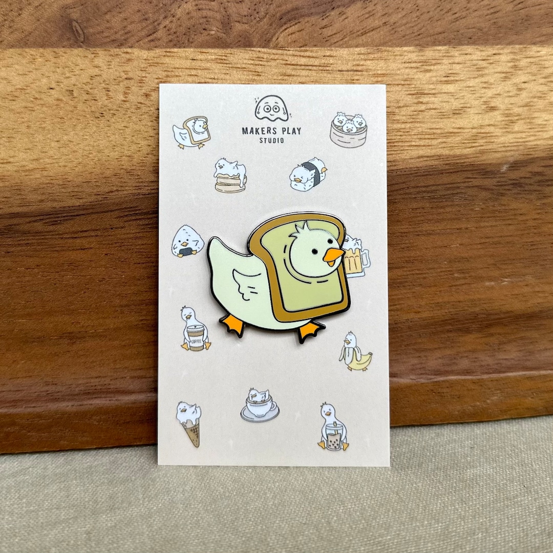 Cute Duck Enamel Pin Bread Aesthetic Lapel Pin Kawaii Duck Birthday ...