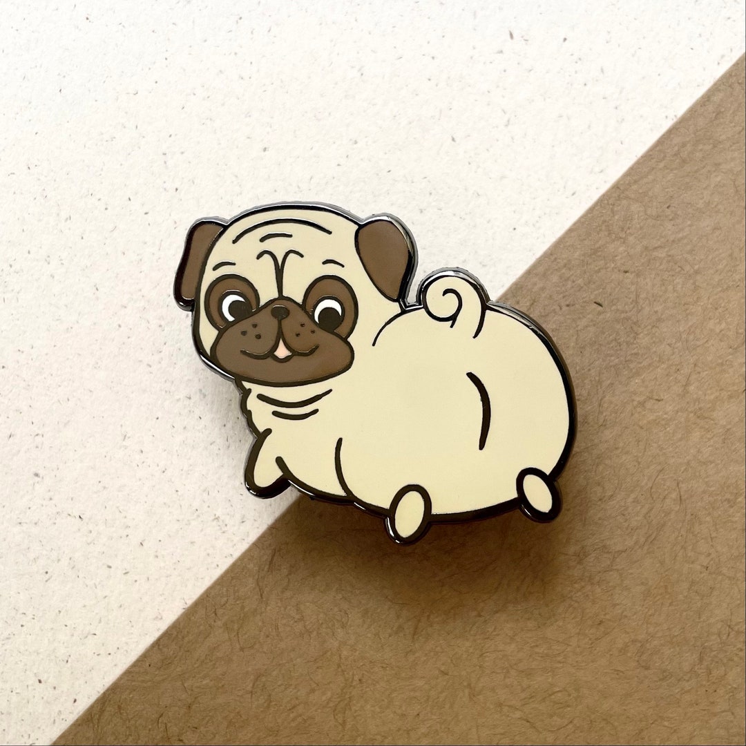 Pug Hard Enamel Pin Pug Butt Hard Enamel Pin Cute Animal Buttie Lapel ...