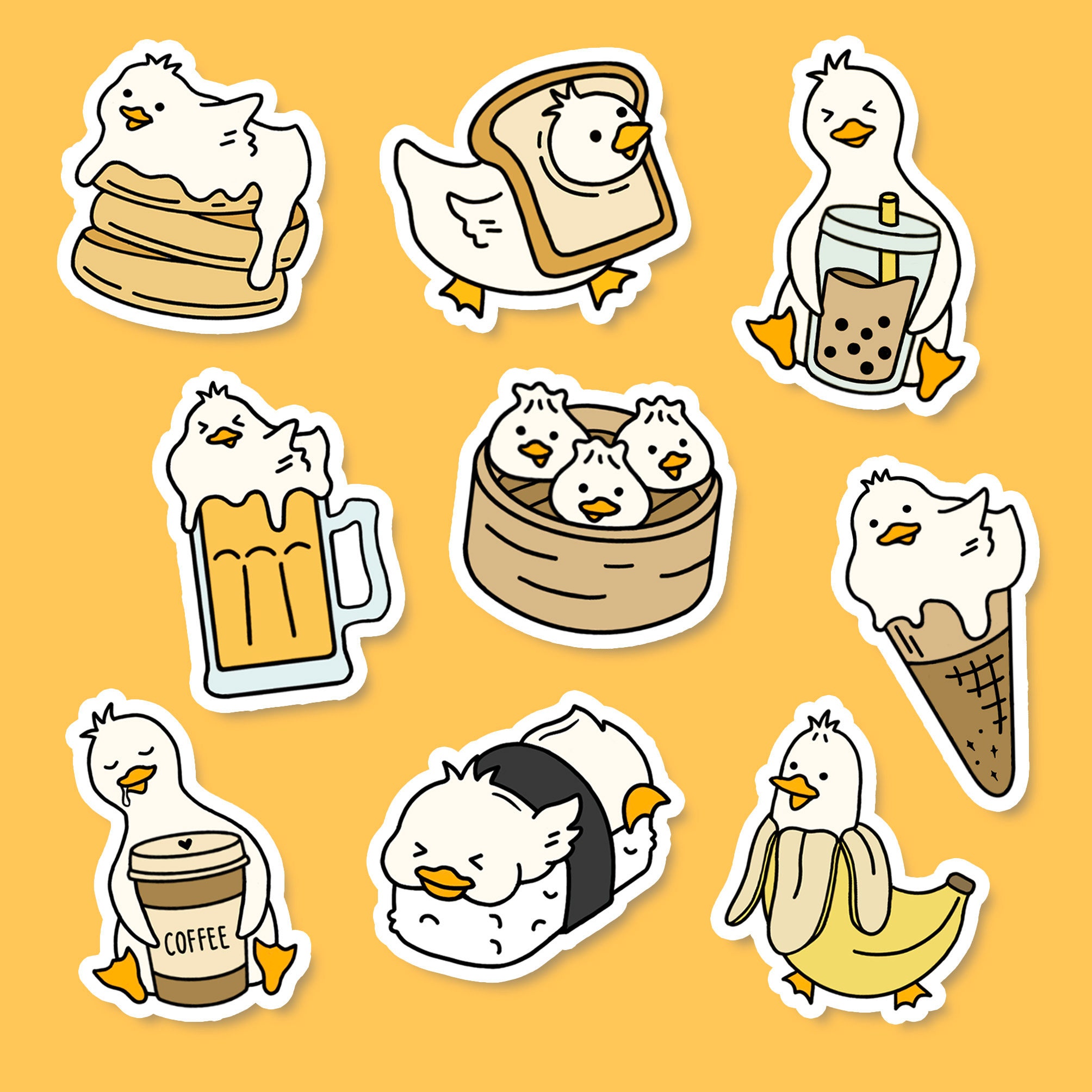 Duck Sticker | Duck Vinyl Stickers | Ducks Boba Tea Bubble Tea Beer ...