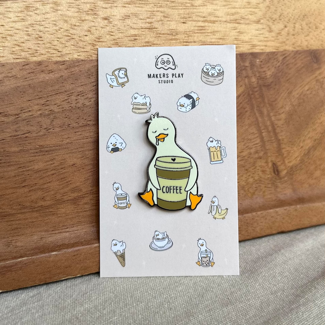 Cute Duck Enamel Pin Coffee Aesthetic Lapel Pin Kawaii Duck Birthday ...