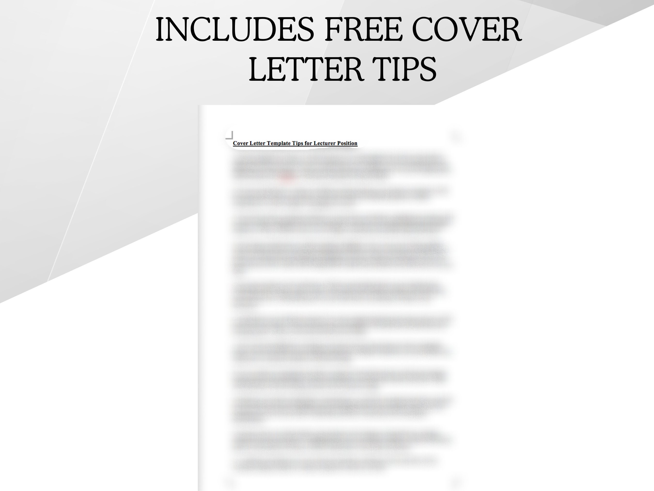 CV and Cover Letter Template for Teaching and Lecturing Position ...