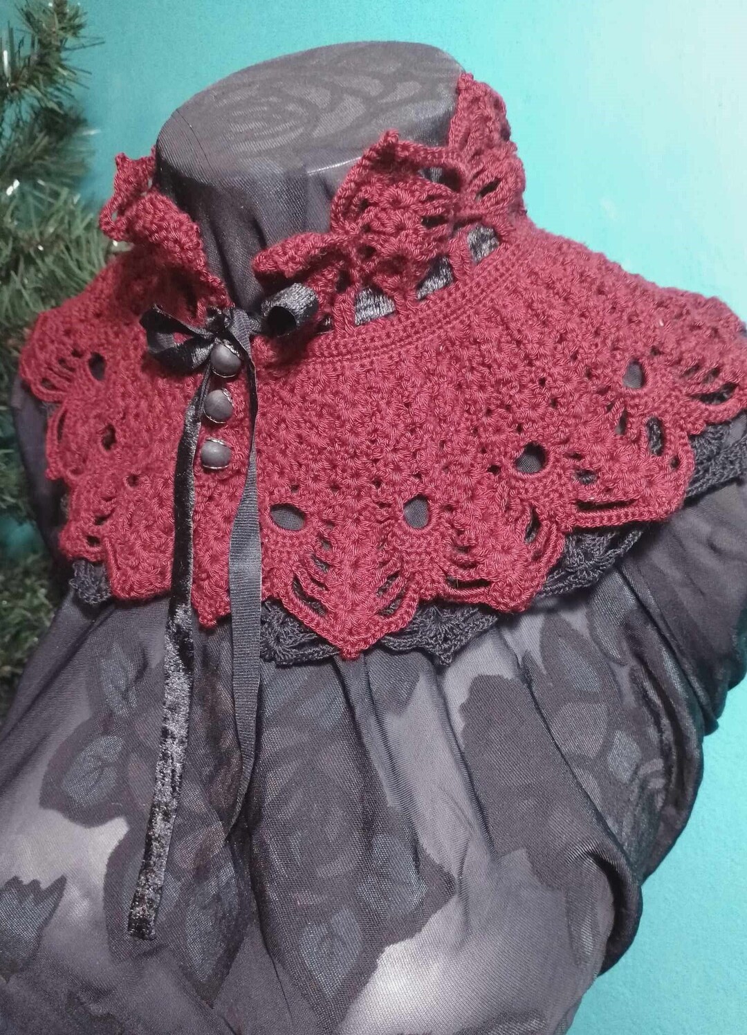 Gothic Crochet Lace Collar & Goth Crochet Lace Fingerless Gloves - Etsy