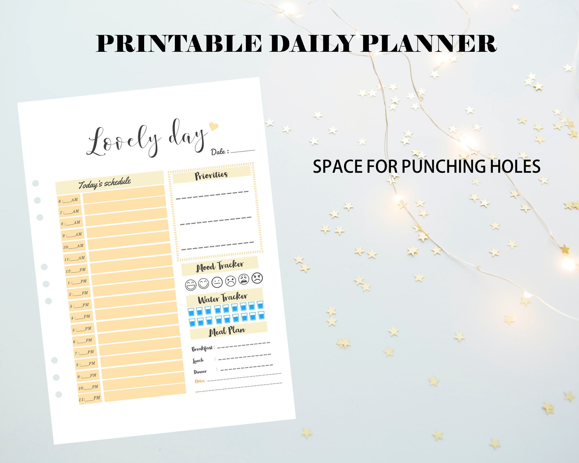 Printable Daily Planner in 4 Different Color Themes - Etsy