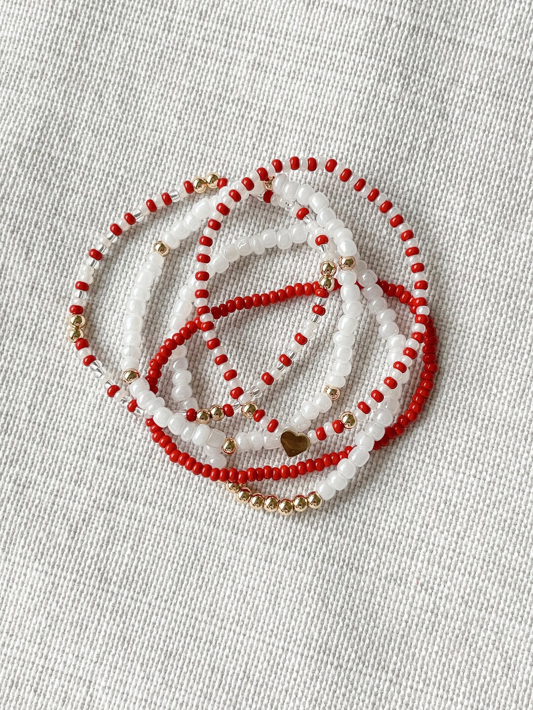 Candy Cane Bracelet Stack , Handmade Beaded Bracelets , Christmas ...