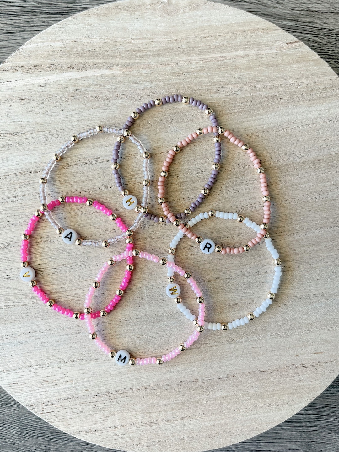 Initial Personalized Bracelets , Beaded Bracelets , Gold Initials ...