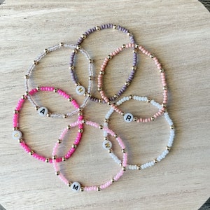 Initial Personalized Bracelets , Beaded Bracelets , Gold Initials ...