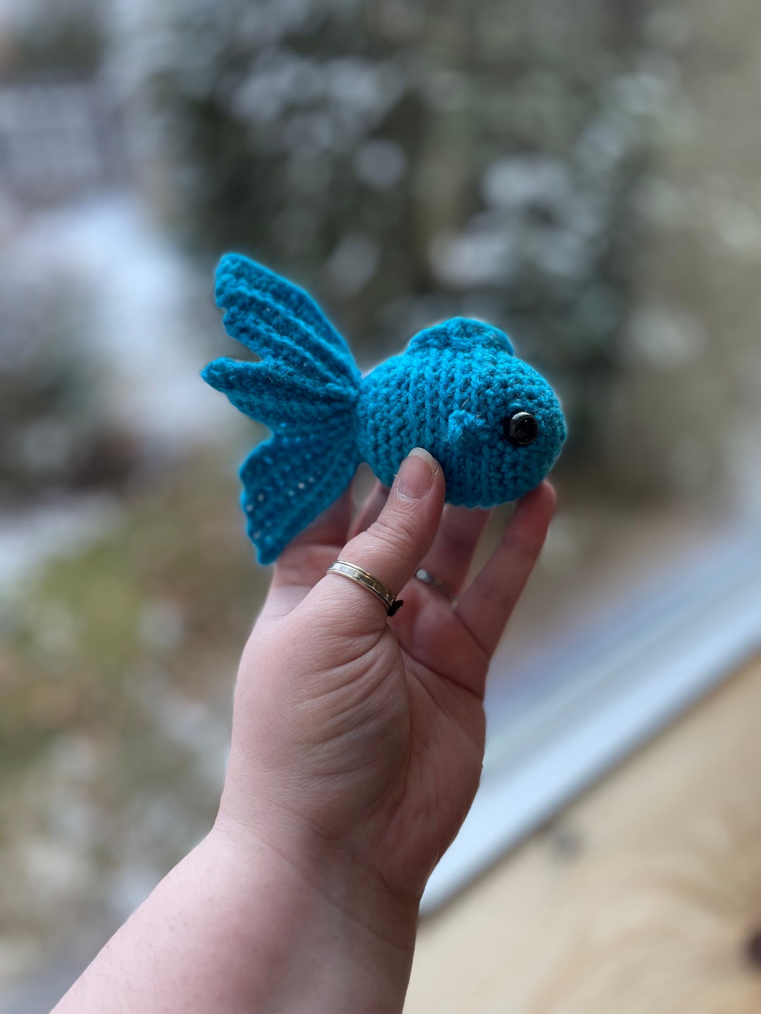 Pudgy Blue Fish Amigurumi Goldfish Betta Fish Stuffed Animal Crocheted ...