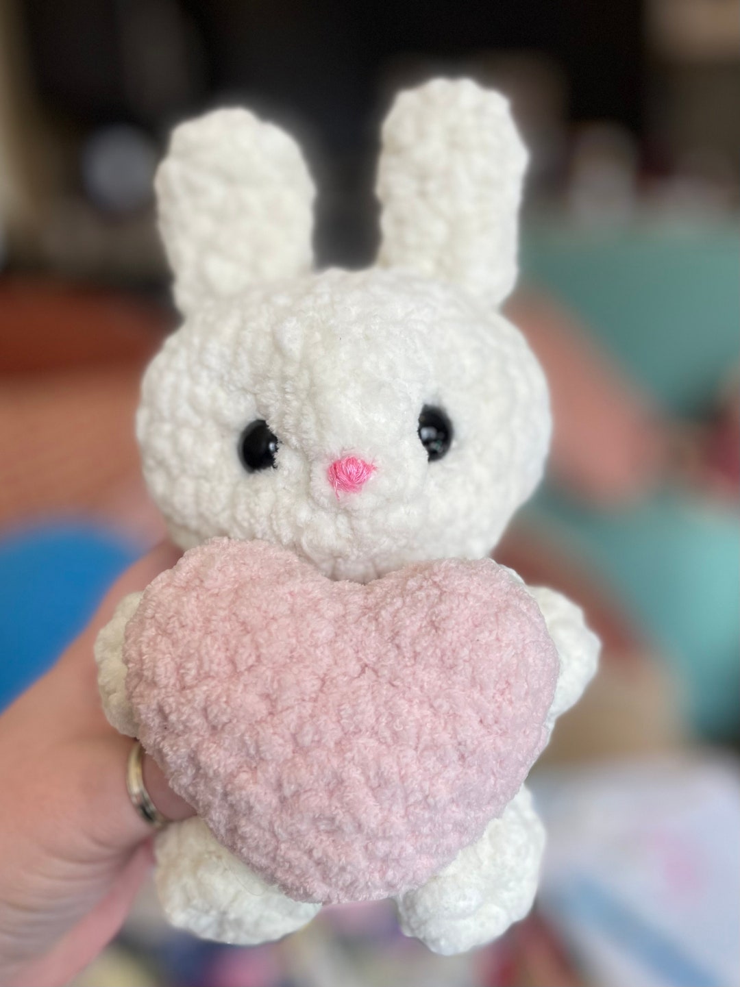 Sweet Valentines Day Bunny With a Heart Bunny Amigurumi - Etsy