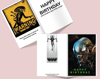 Xenomorph Birthday Card - Etsy