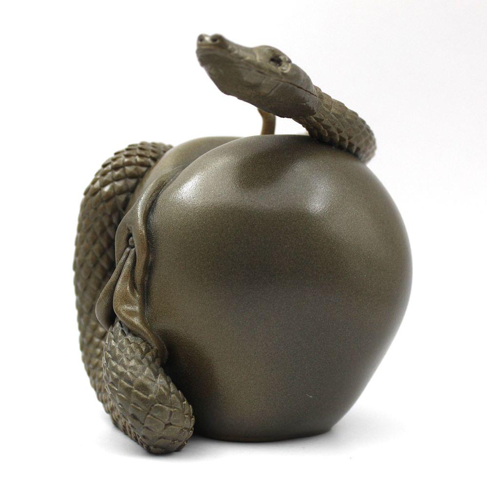 Original Sin Figurine: Serpent & Apple Desk Art or Bottle Stopper - Etsy