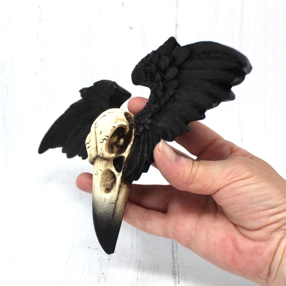 Winged Raven Skull, Afterlife Totem of the Elysian Corvid, Wall Mounted ...