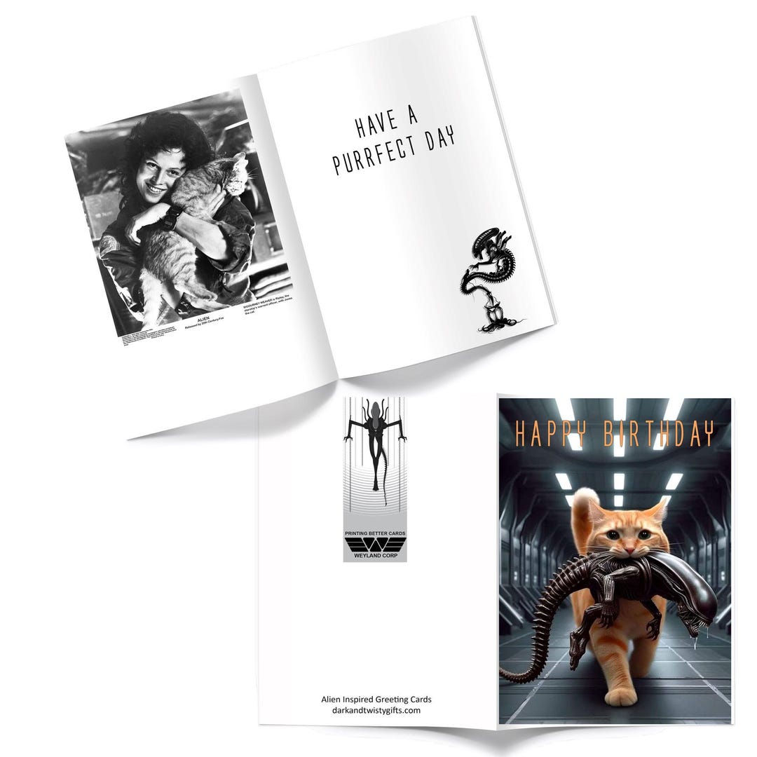 Xenomorph Alien Birthday Card, UK SELLER Alien Queen, Jones the Cat ...