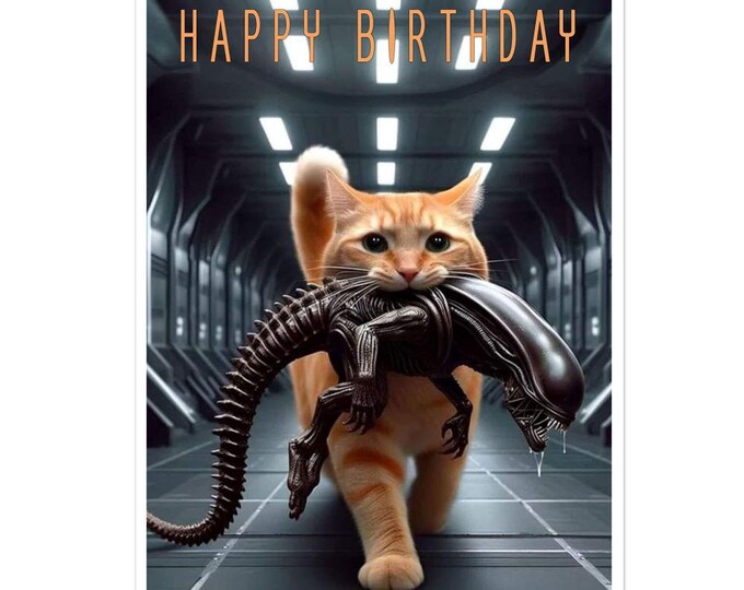 Alien Movie Birthday Card, Xenomorph Greeting Card, 70s Horror Film ...