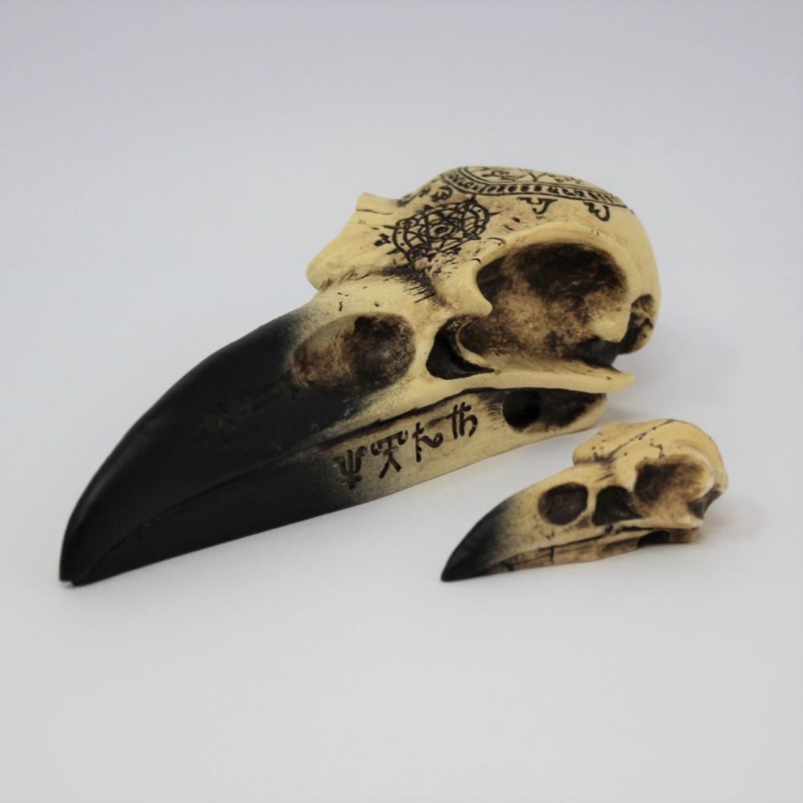 Raven Skull Magic Symbols and Runes Figurine Ivory Hand Casted - Etsy