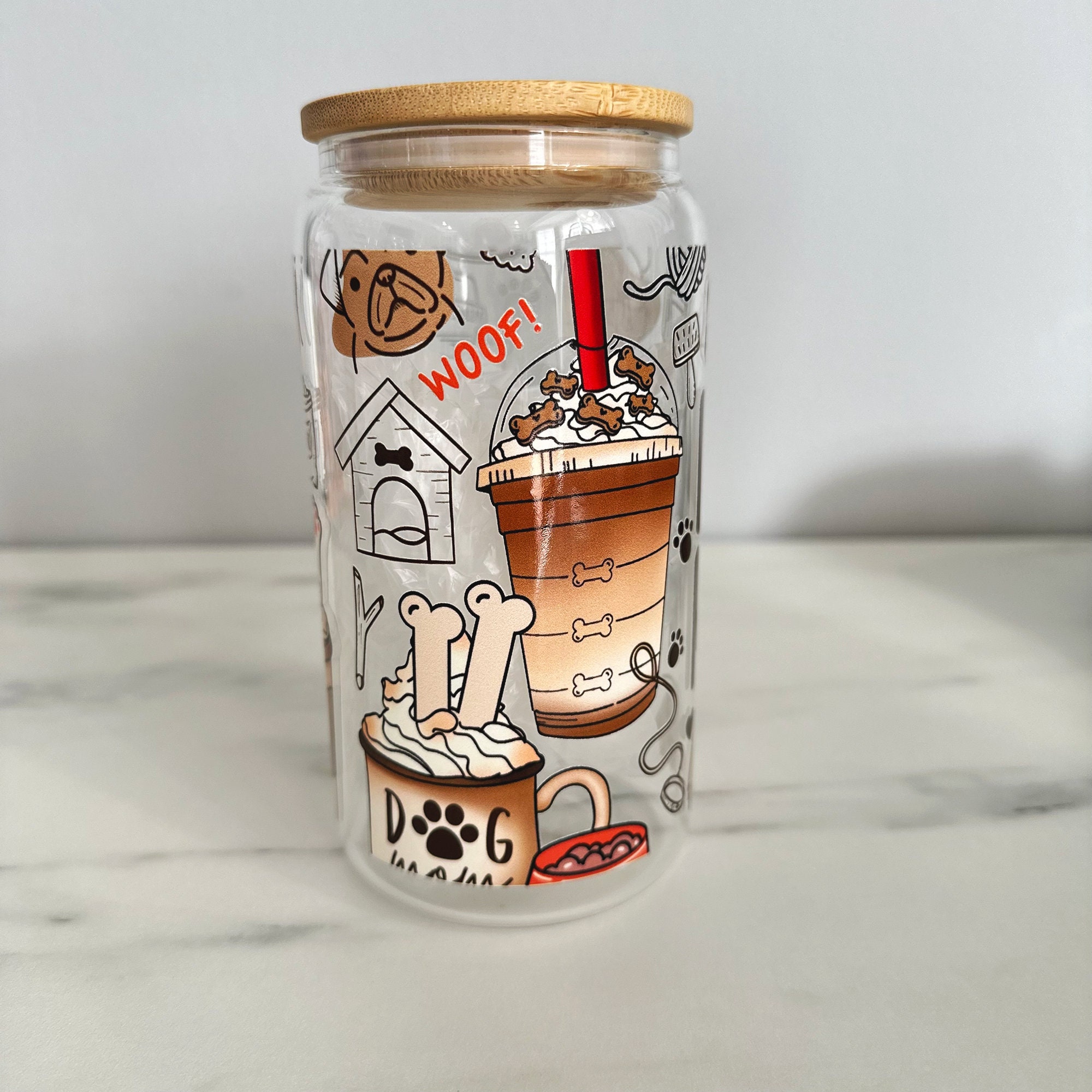 Dog Mom | Glass Can | Dog Glass | UV DTF Glass Can | Dog Mom Gift ...