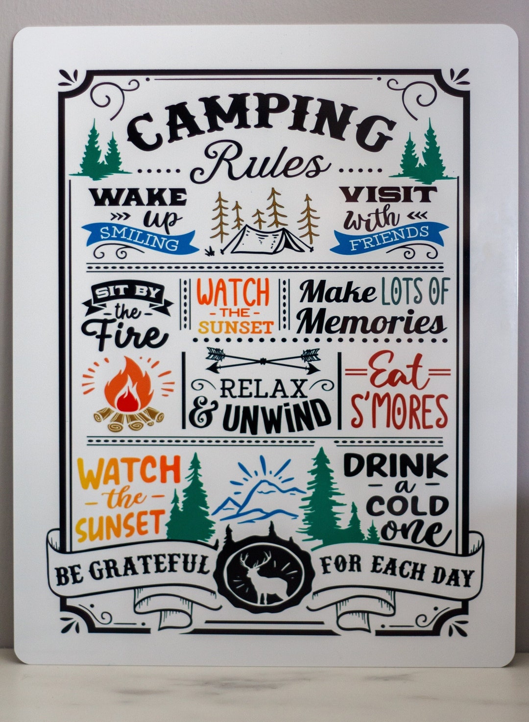 CAMPING RULES | Aluminum Sign | Indoor Outdoor Sign | Campers Gift ...