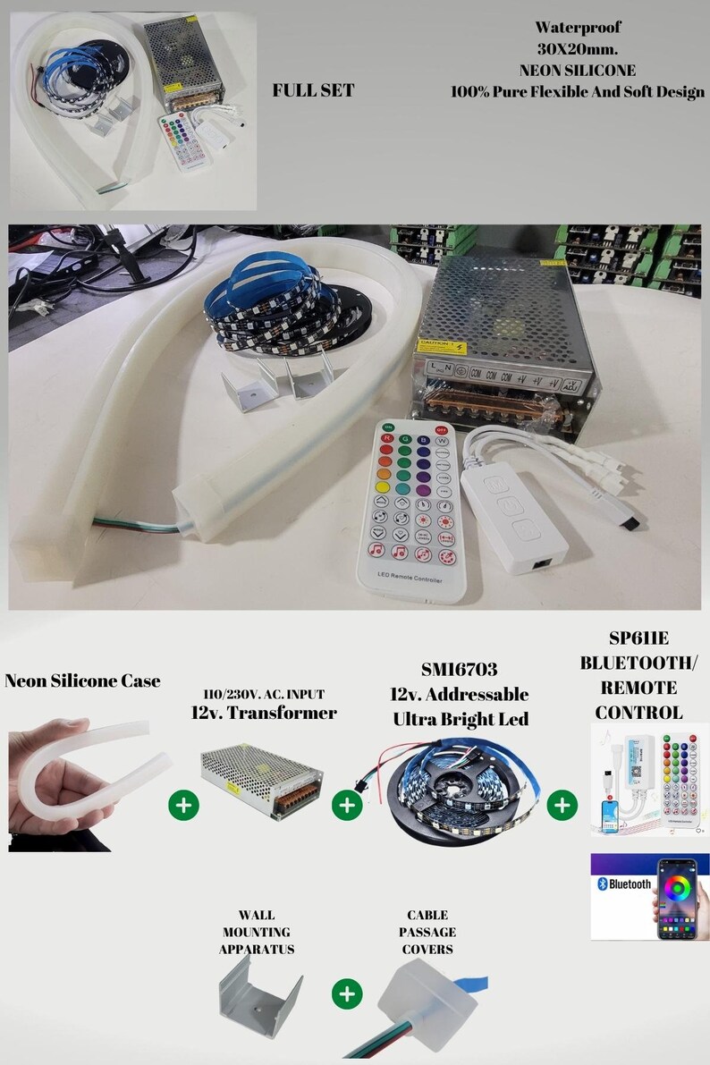 Neon Led 30x20mm Neon Slicone Case Led Neon Lighting Rgb - Etsy