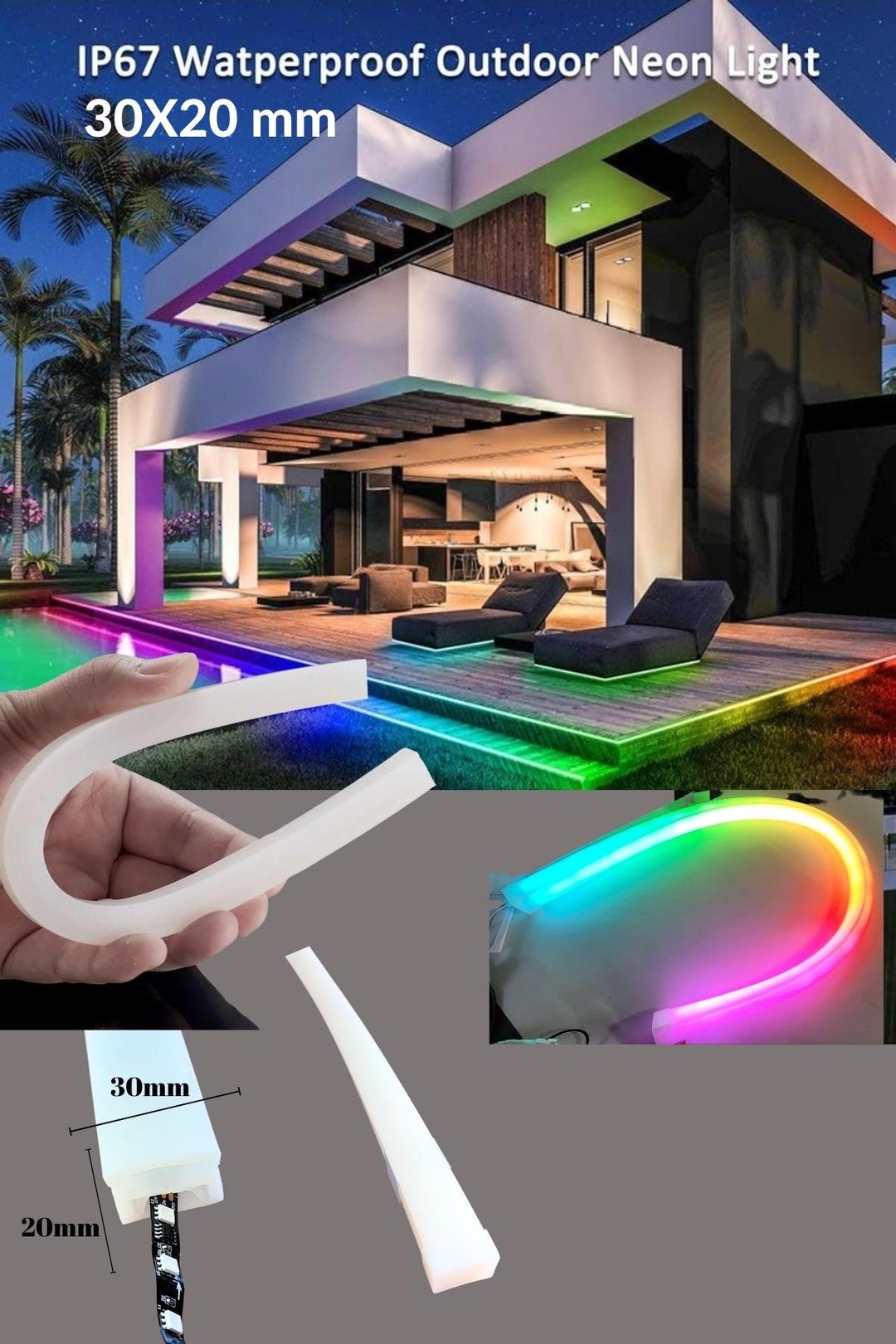 Neon Led, 30x20mm Neon Slicone Case Led, Neon Lighting, Rgb Neon Led ...