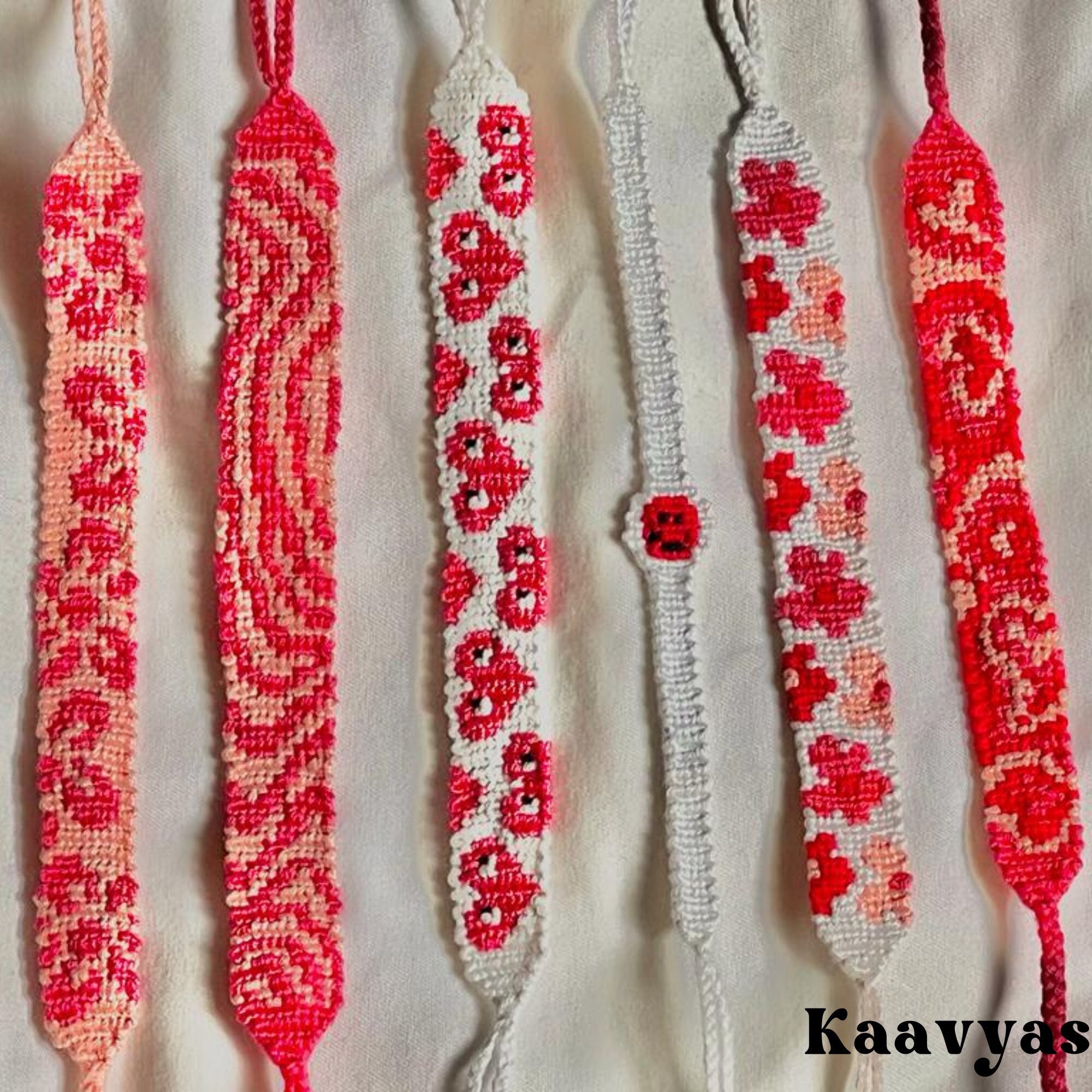 Pink-shaded Alpha Friendship Bracelets knotted Bracelet handmade Cotton ...