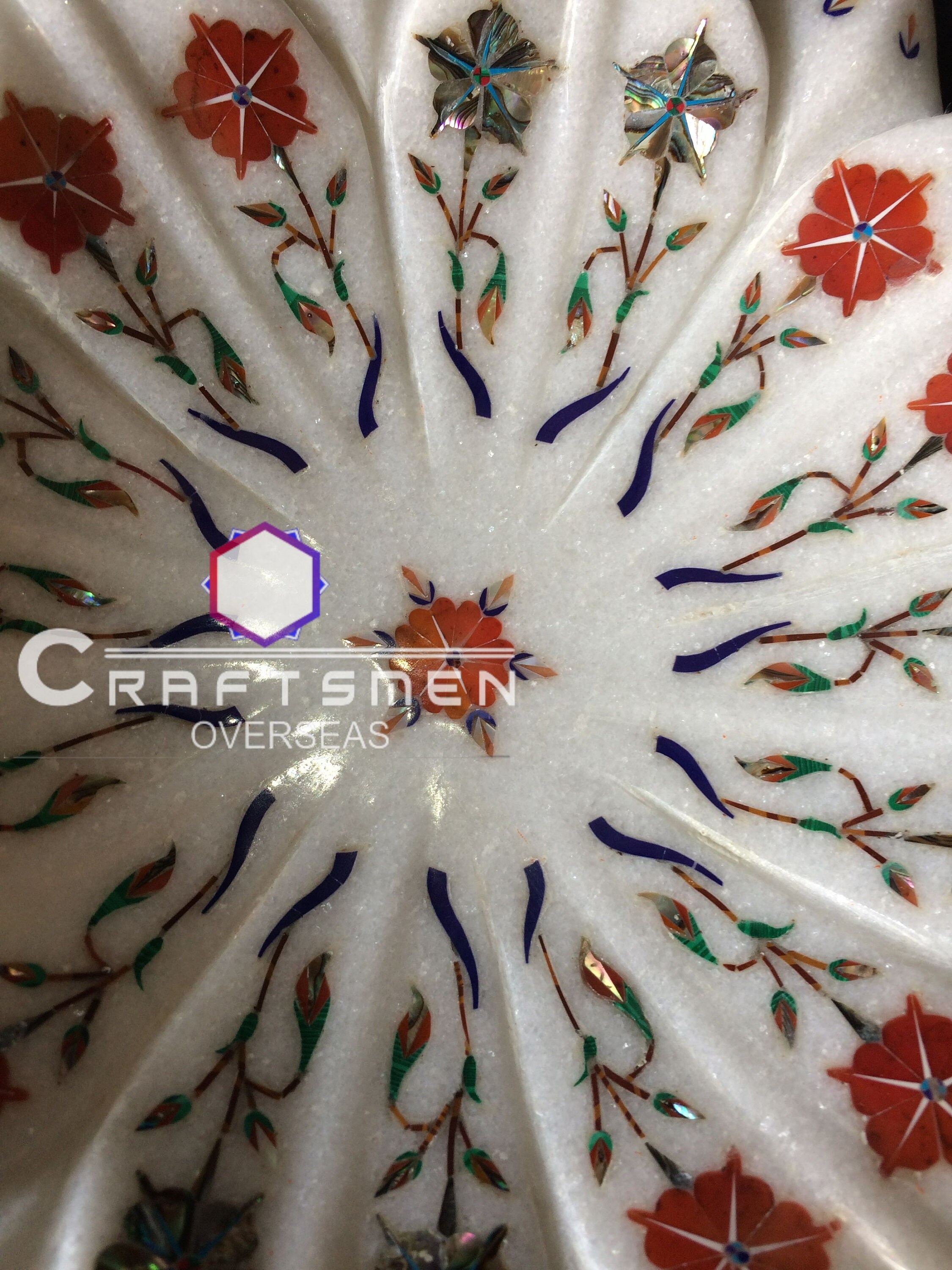 9 Inches Marble Stone Inlay Petal, Fruit Bowl, Flower Floater Bowl ...