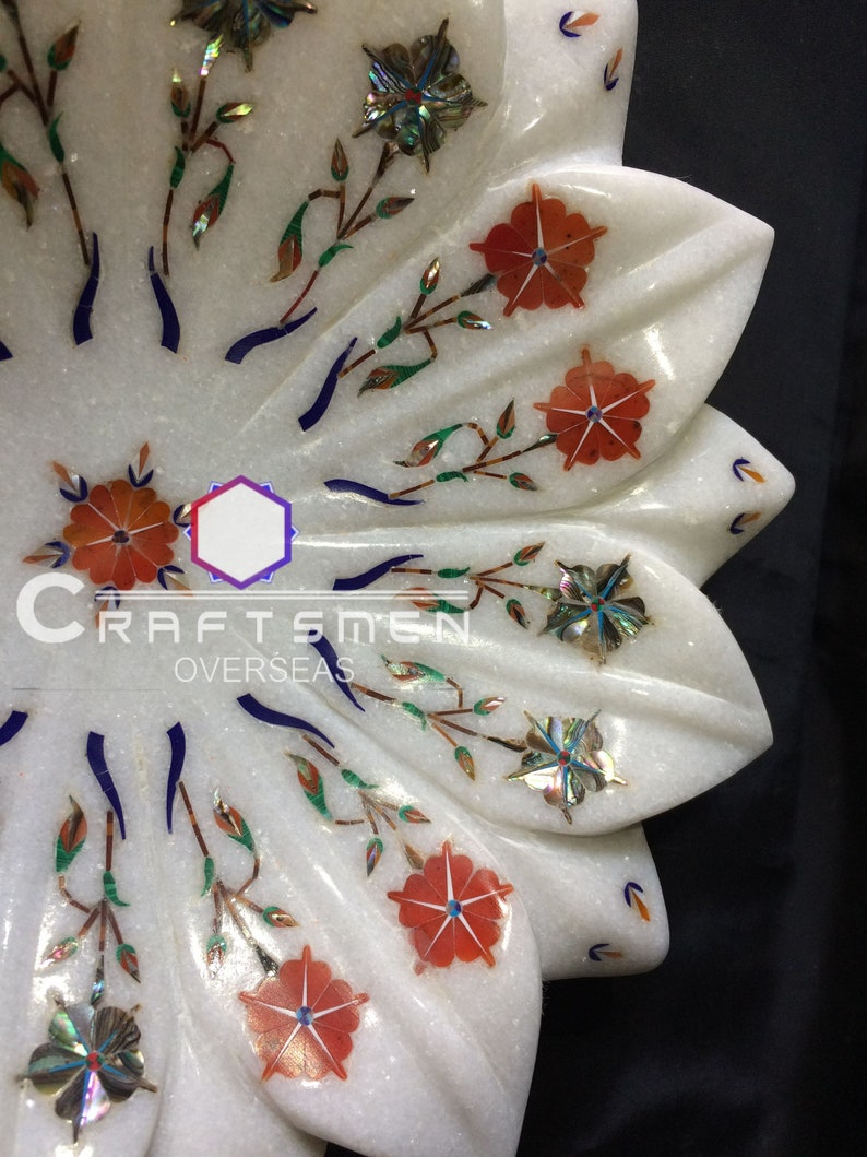 9 Inches Marble Stone Inlay Petal, Fruit Bowl, Flower Floater Bowl ...