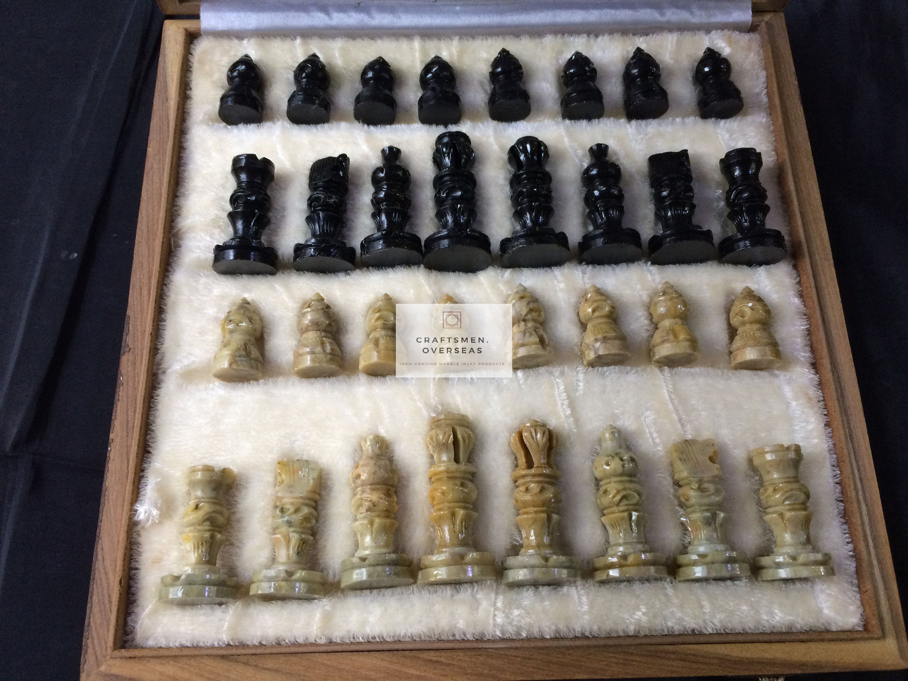 Marble Stone Chess Set Fine Game Board Soapstone Chess Pieces Hand ...