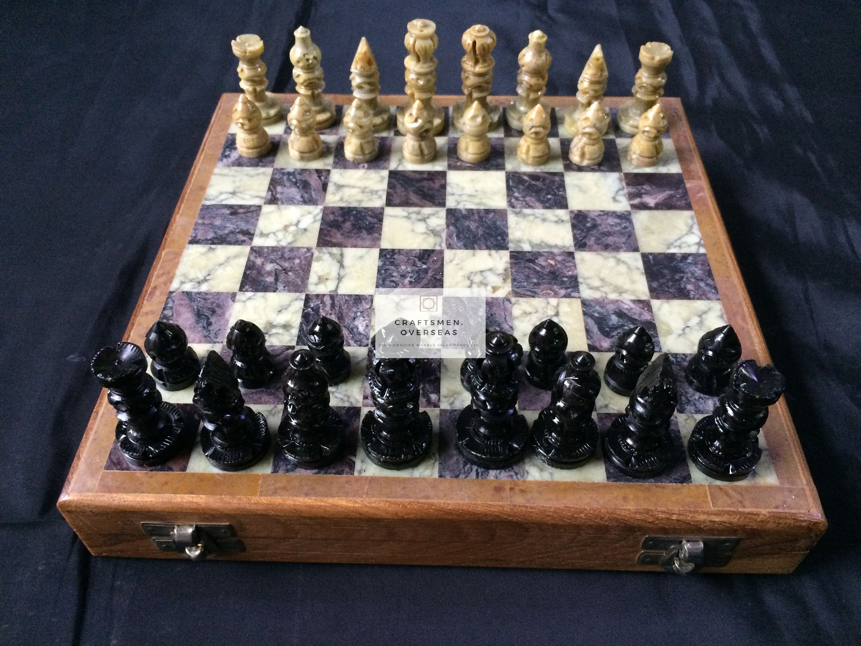 Marble Stone Chess Set Fine Game Board Soapstone Chess Pieces Hand ...