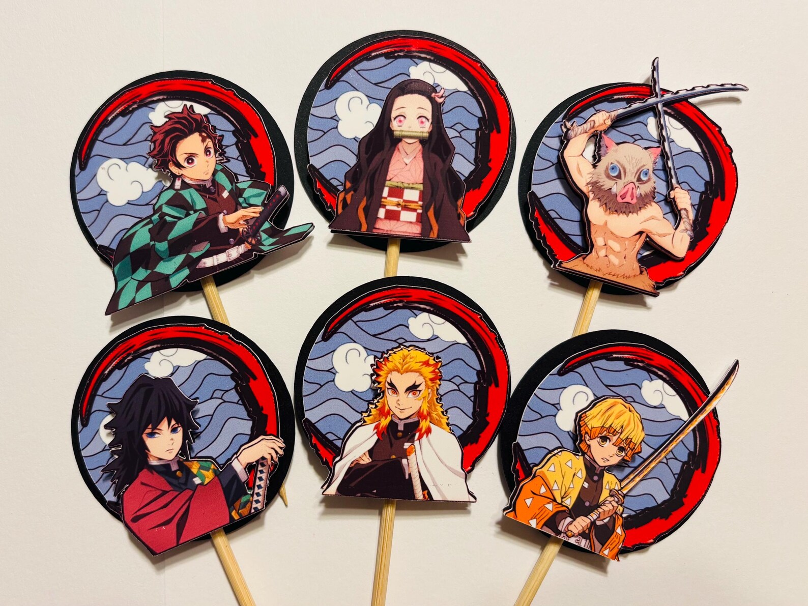 Personalized Demon Slayer Cupcake Toppers - Set of 12 - Etsy