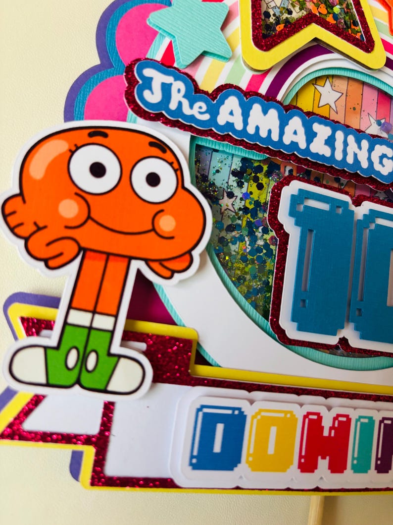 Personalized Amazing World of Gumball Cake Topper Shaker - Etsy