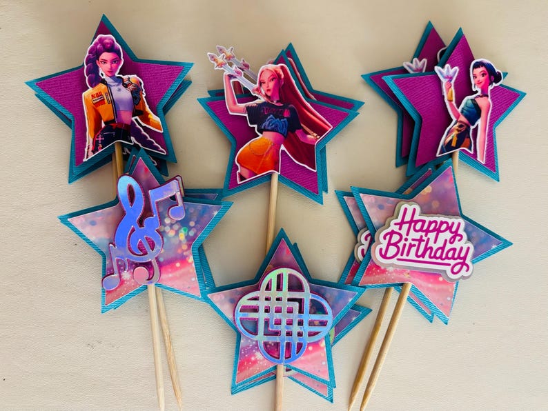 Huntrix-kpop Demon Hunters Cupcake Toppers - Set of 12 - Etsy Canada
