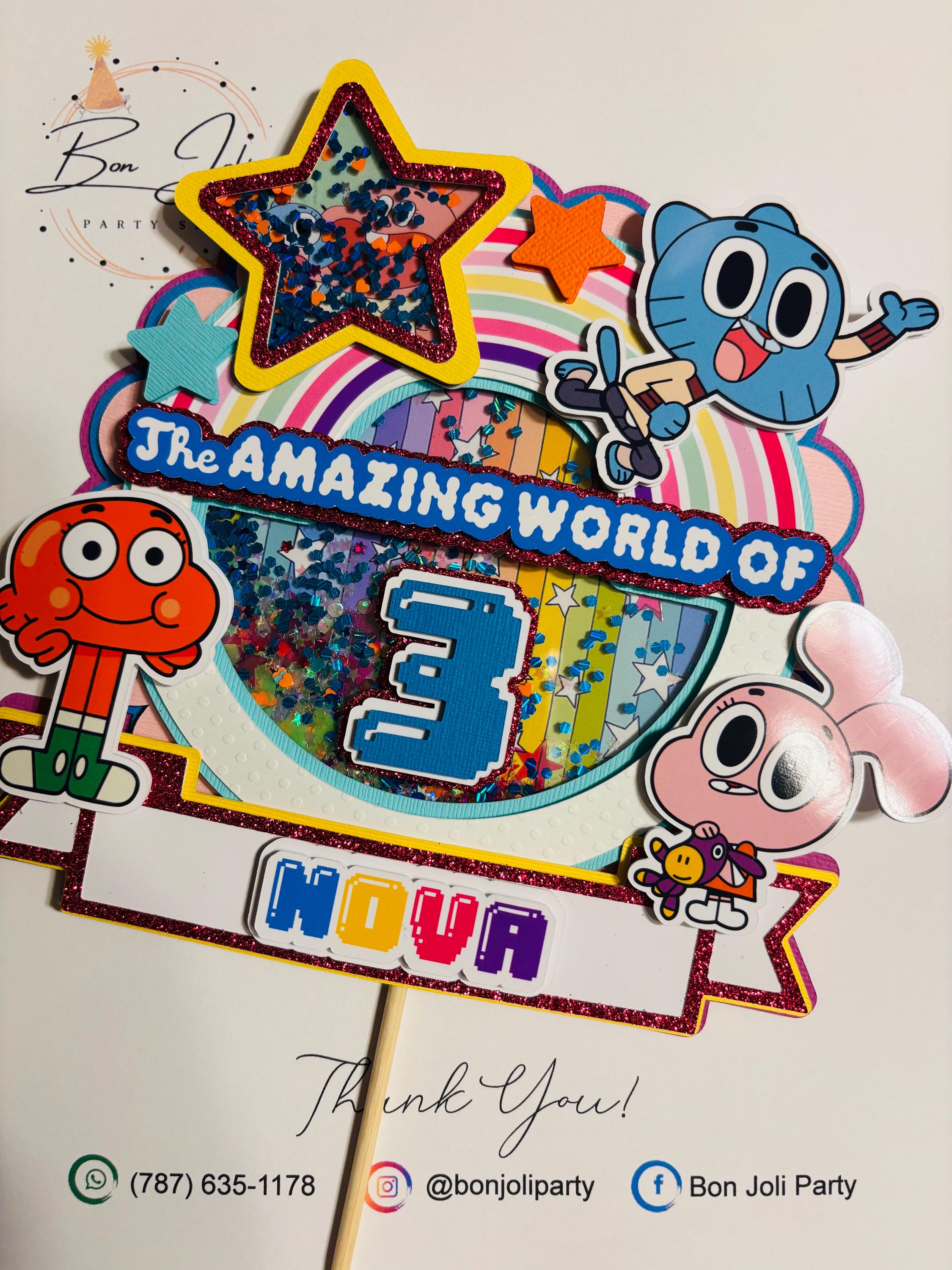 Personalized Amazing World of Gumball Cake Topper Shaker - Etsy