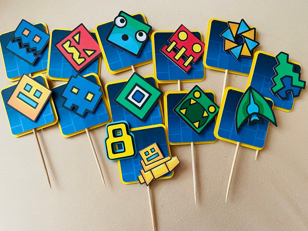 Geometry Dash Cupcake Toppers -qty. 12 - Etsy