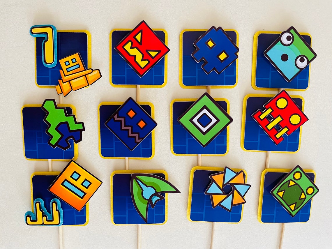 Geometry Dash Cupcake Toppers - Set of 12 - Etsy