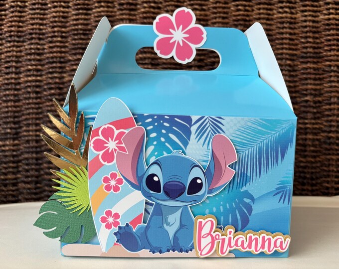 Personalized-girl-stitch Gable Favor Boxes for Kids - Twelve (12) Boxes ...
