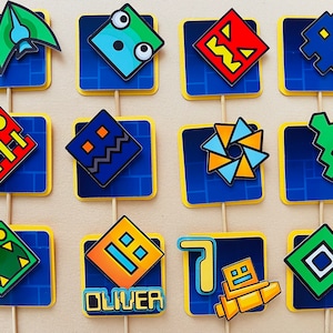 Geometry Dash Cupcake Toppers - Set of 12 - Etsy