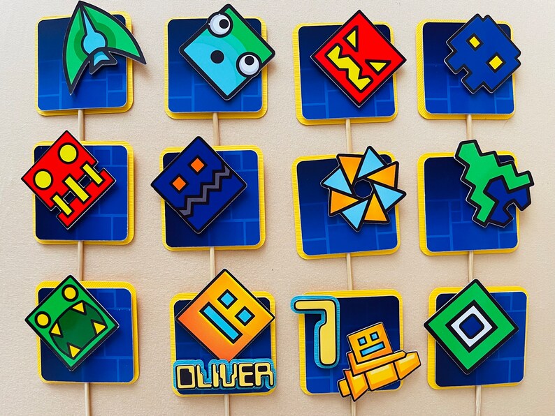 Geometry Dash Cupcake Toppers - Set of 12 - Etsy