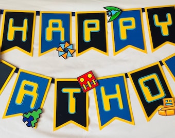 Geometry Dash Happy Birthday Banner - Etsy