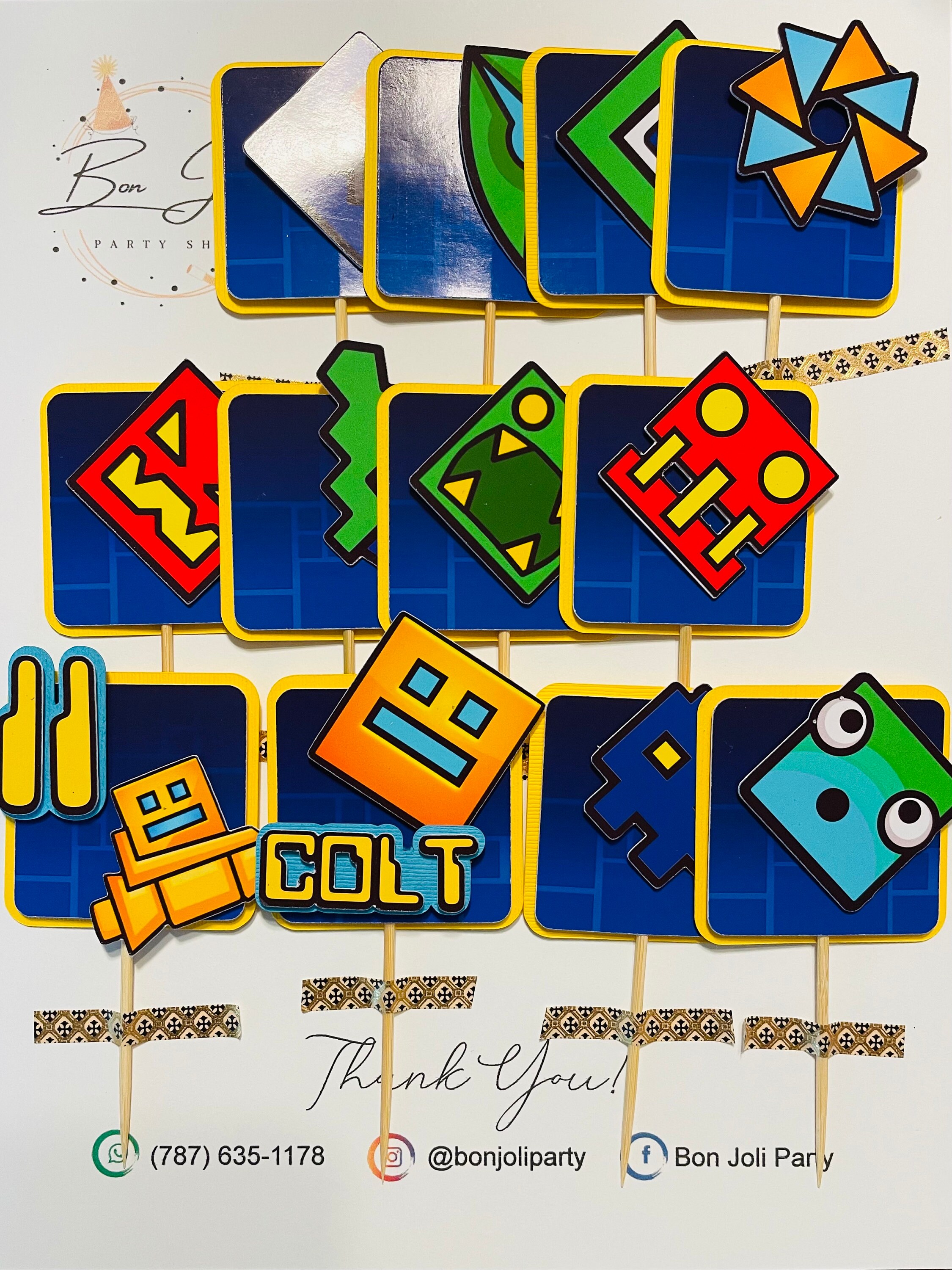 Geometry Dash Cupcake Toppers - Set of 12 - Etsy