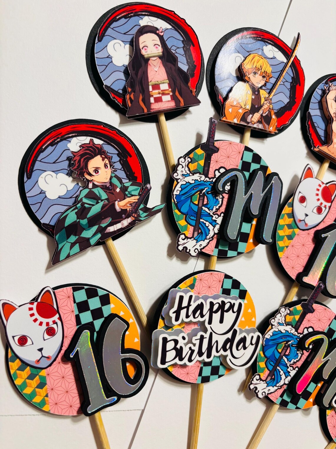 Personalized Demon Slayer Cupcake Toppers - Set of 12 - Etsy