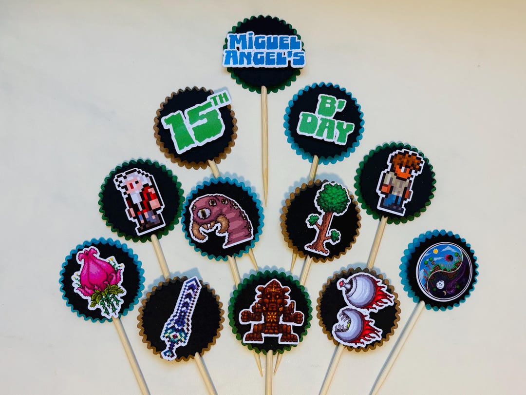 Personalized Terraria Game Cupcake Toppers - Set of 12 - Etsy
