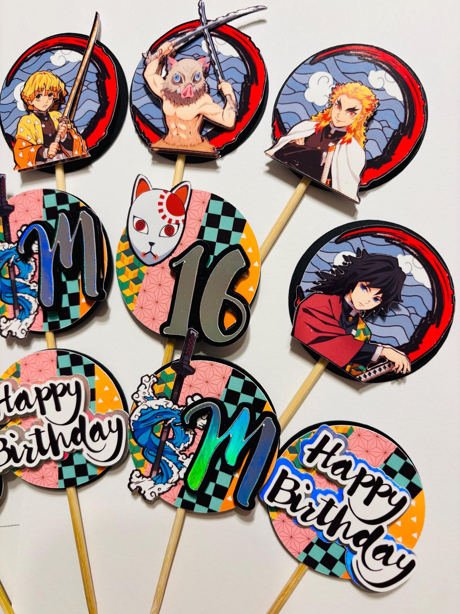 Personalized Demon Slayer Cupcake Toppers - Set of 12 - Etsy