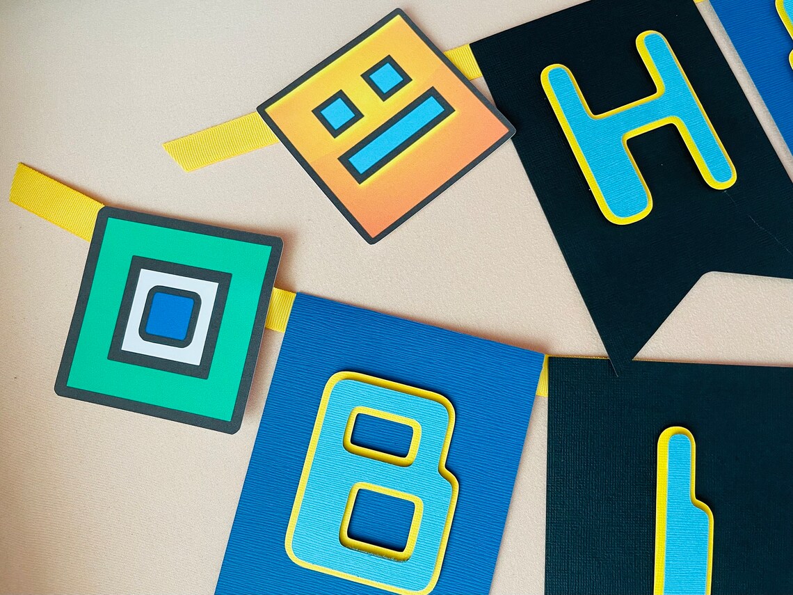 Geometry Dash Happy Birthday Banner - Etsy