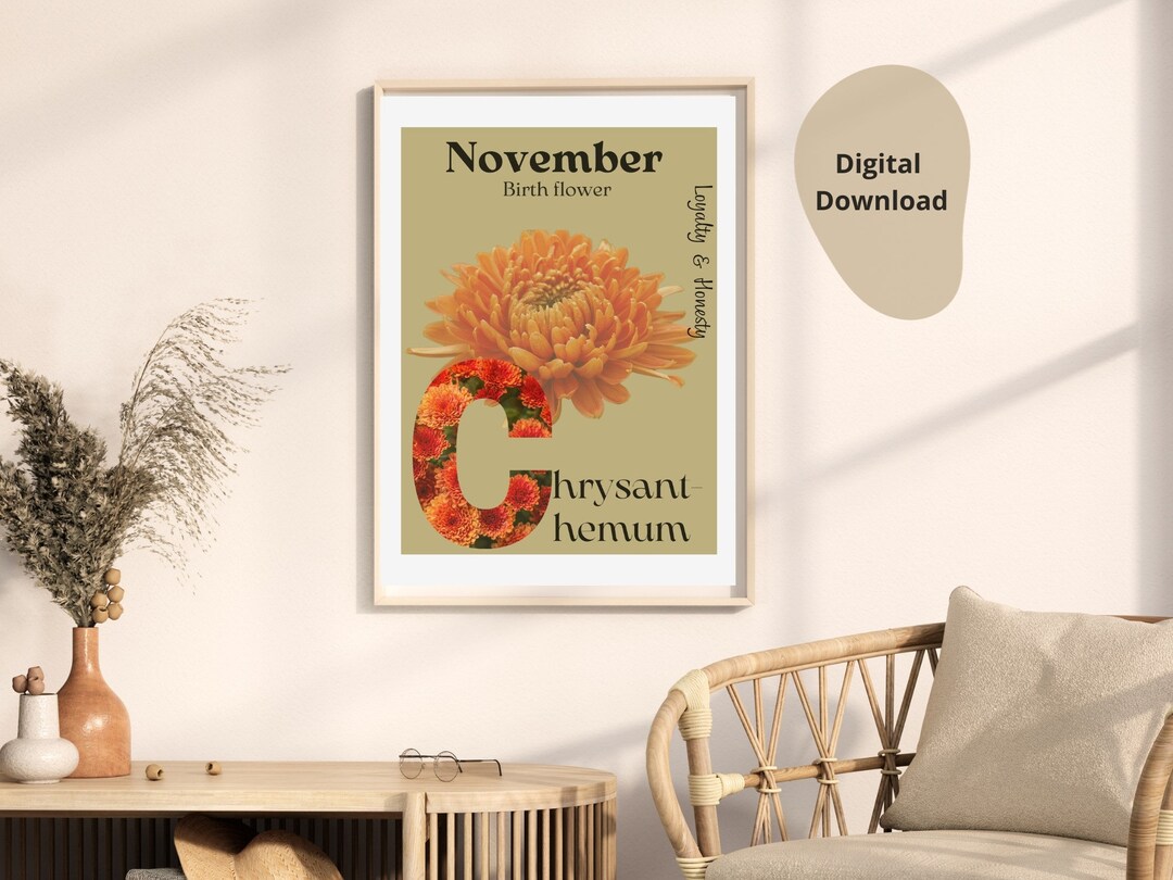 Birth Month Flower November Printable Gift Mothers Day Gift - Etsy