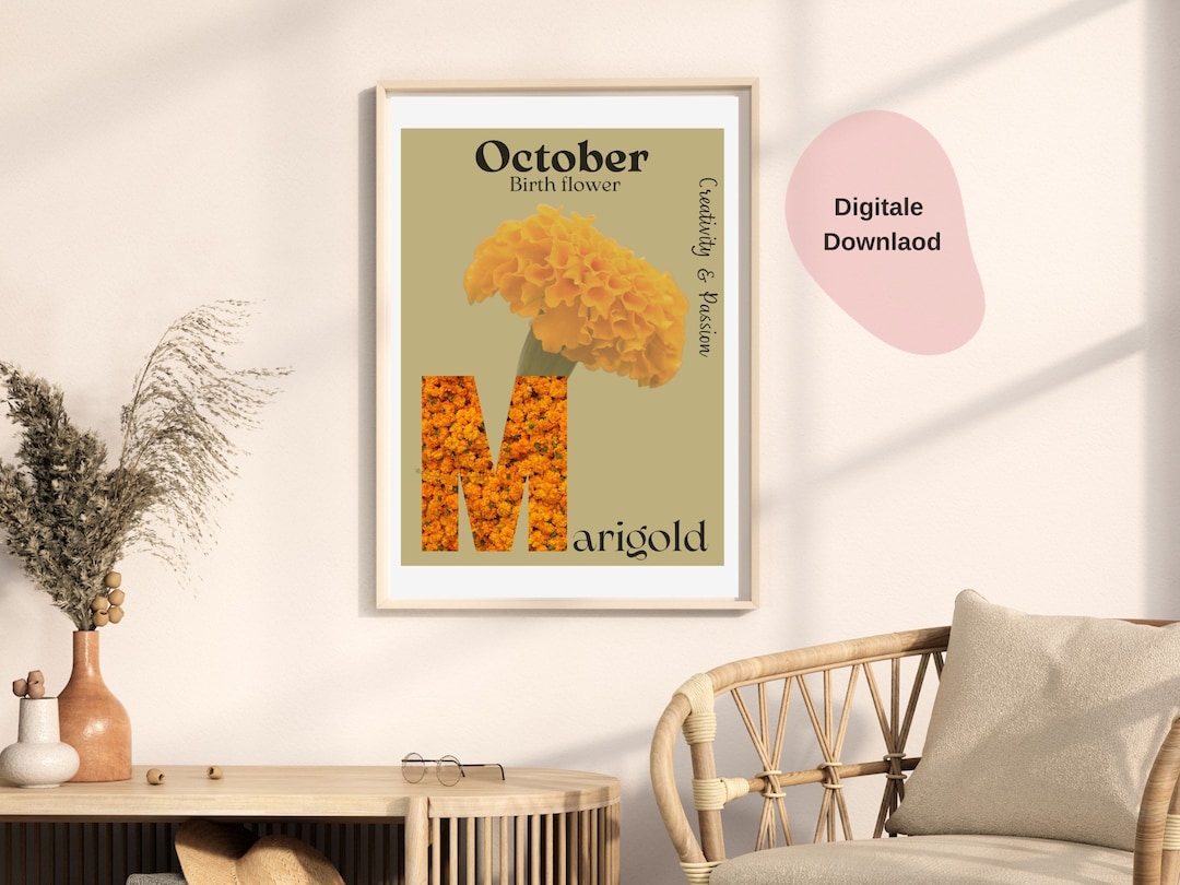 Birth Month Flower October Printable Gift Mothers Day Gift - Etsy