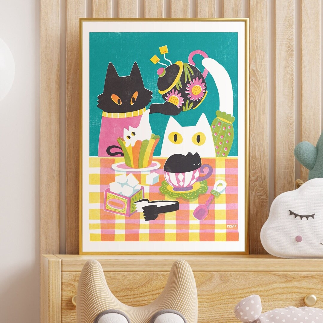 Kitten Nursery - Poster | Fine Art Print | Cat Folk Art Bedroom Wall ...